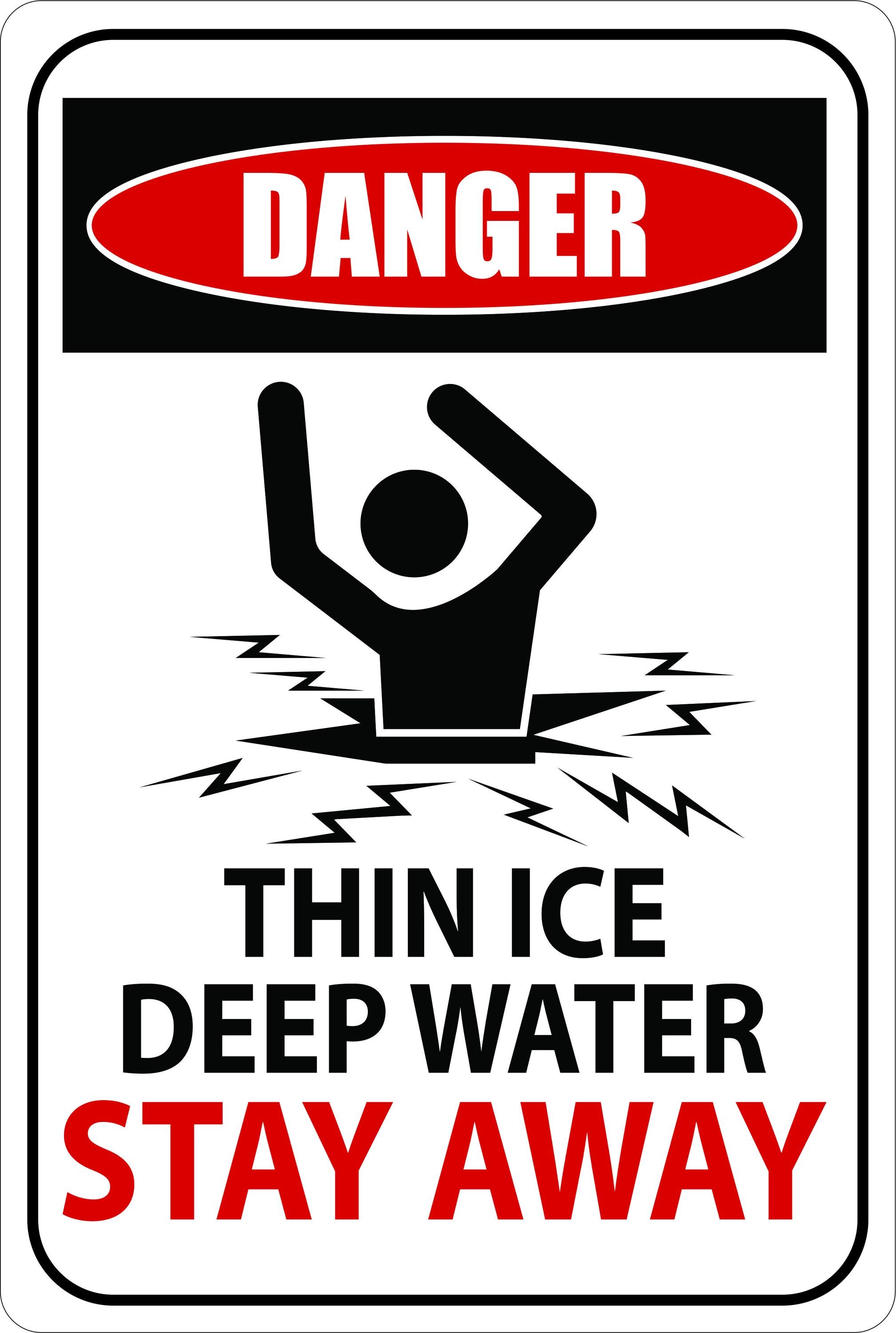 Ice Hazard Warning Sign: Thin Ice Safety Alert, Aluminum (8x12) - Etsy