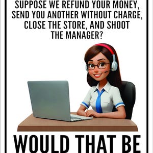 Sarcastic Customer Service Desk Sign, Funny Office Decor, Humorous Work ...