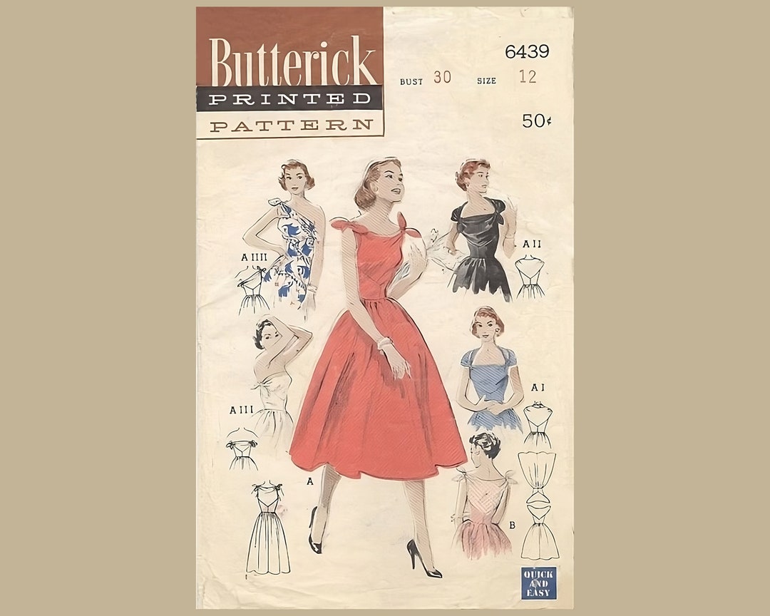 Vintage 1950s Butterick Sewing Pattern 6439 Aluminum Reproduction Wall ...
