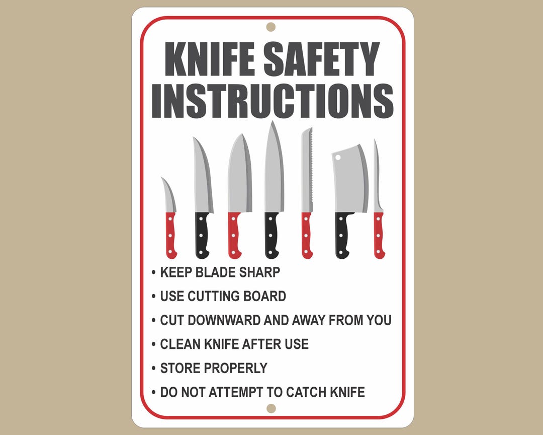 Customizable Cooking Knife Safety Instructions Metal Sign, 8X12 ...