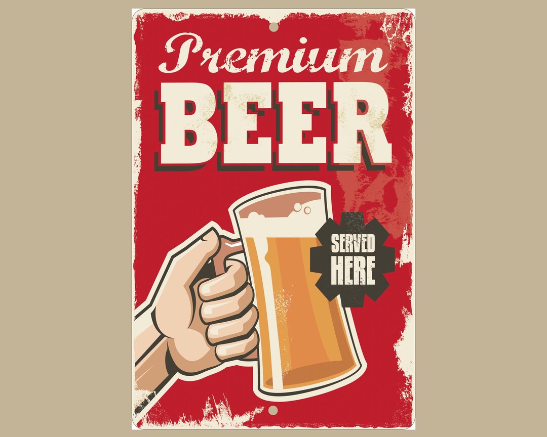Premium Beer Sold Here Sign, Man Cave Decor, Wall Sign, Bar Sign, Beer ...