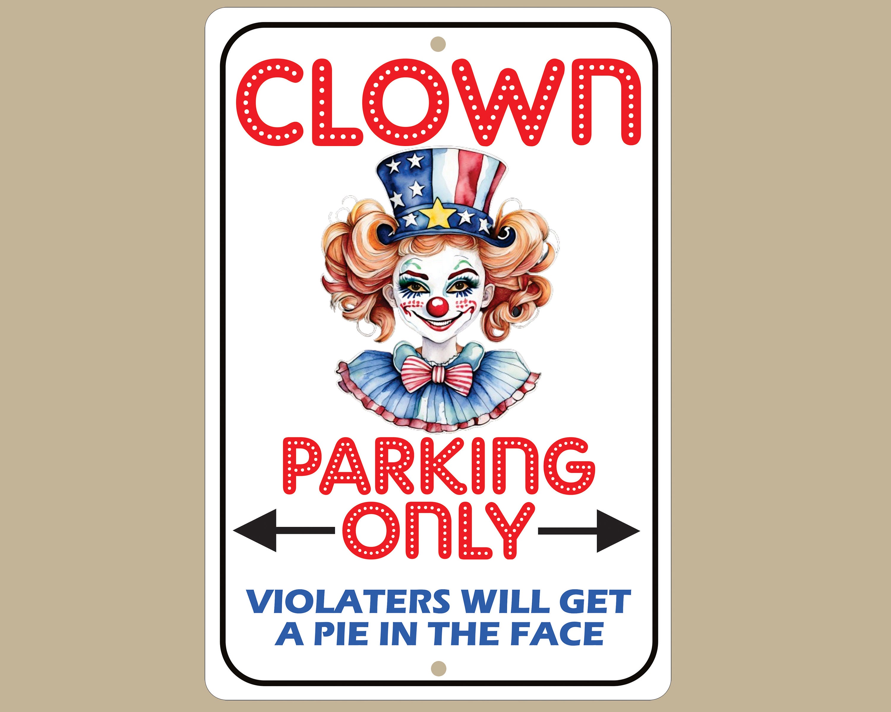 Clown Parking Sign, 8X12 Aluminum Sign, Clown Parking Sign, Clown Decor ...