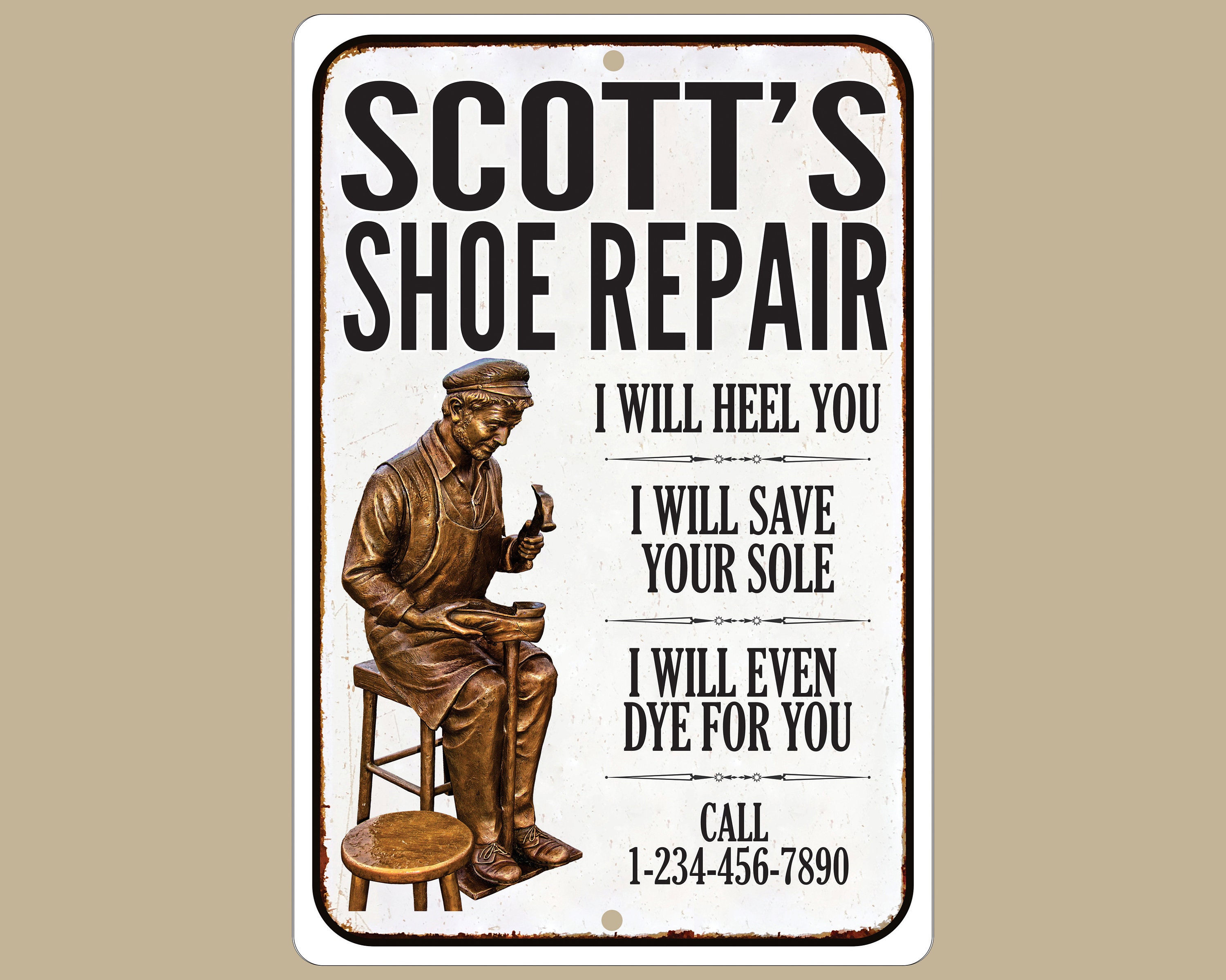 Personalized Classic Shoe Repair Sign, Vintage Inspired Wall Decor ...