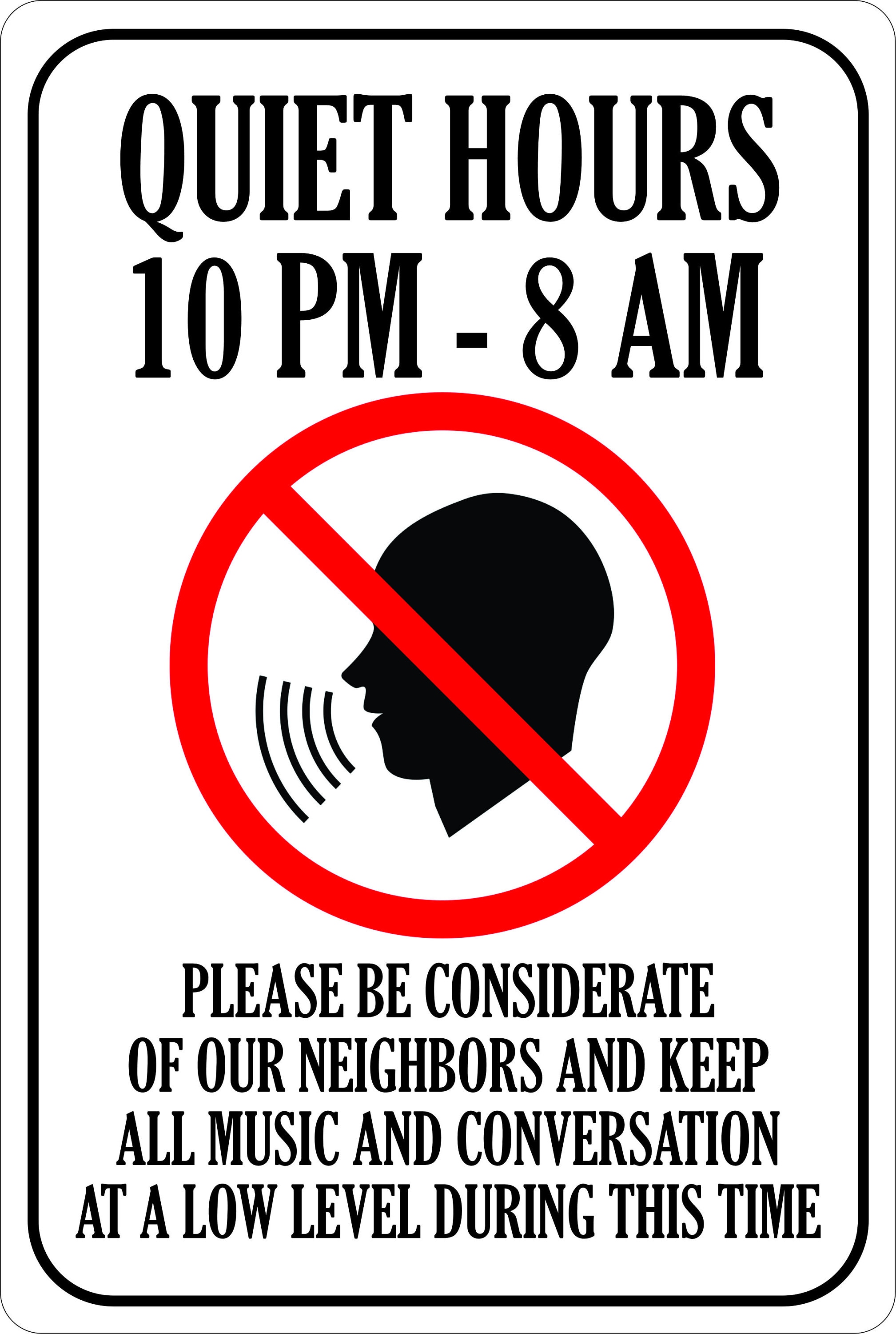 Custom Quiet Hours Sign for Short Term Rentals, Lodging Notification ...