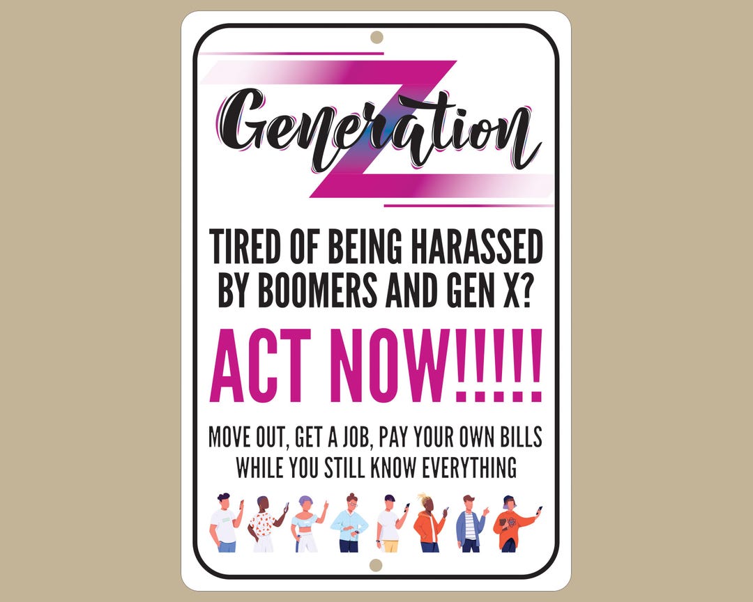 Funny Generation Z Aluminum Sign: Teen Room Decor (8x12) - Etsy