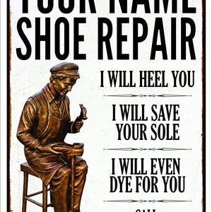 Personalized Classic Shoe Repair Sign, Vintage Inspired Wall Decor ...