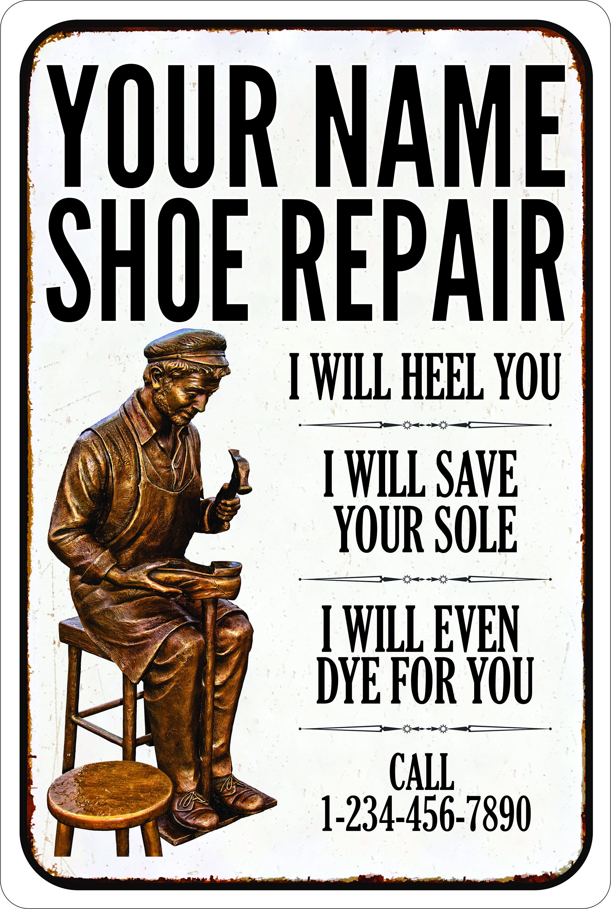 Personalized Classic Shoe Repair Sign, Vintage Inspired Wall Decor ...