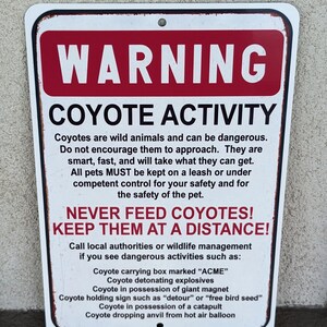 Vintage Style Coyote Warning Sign, Distressed Metal Signage, Retro ...