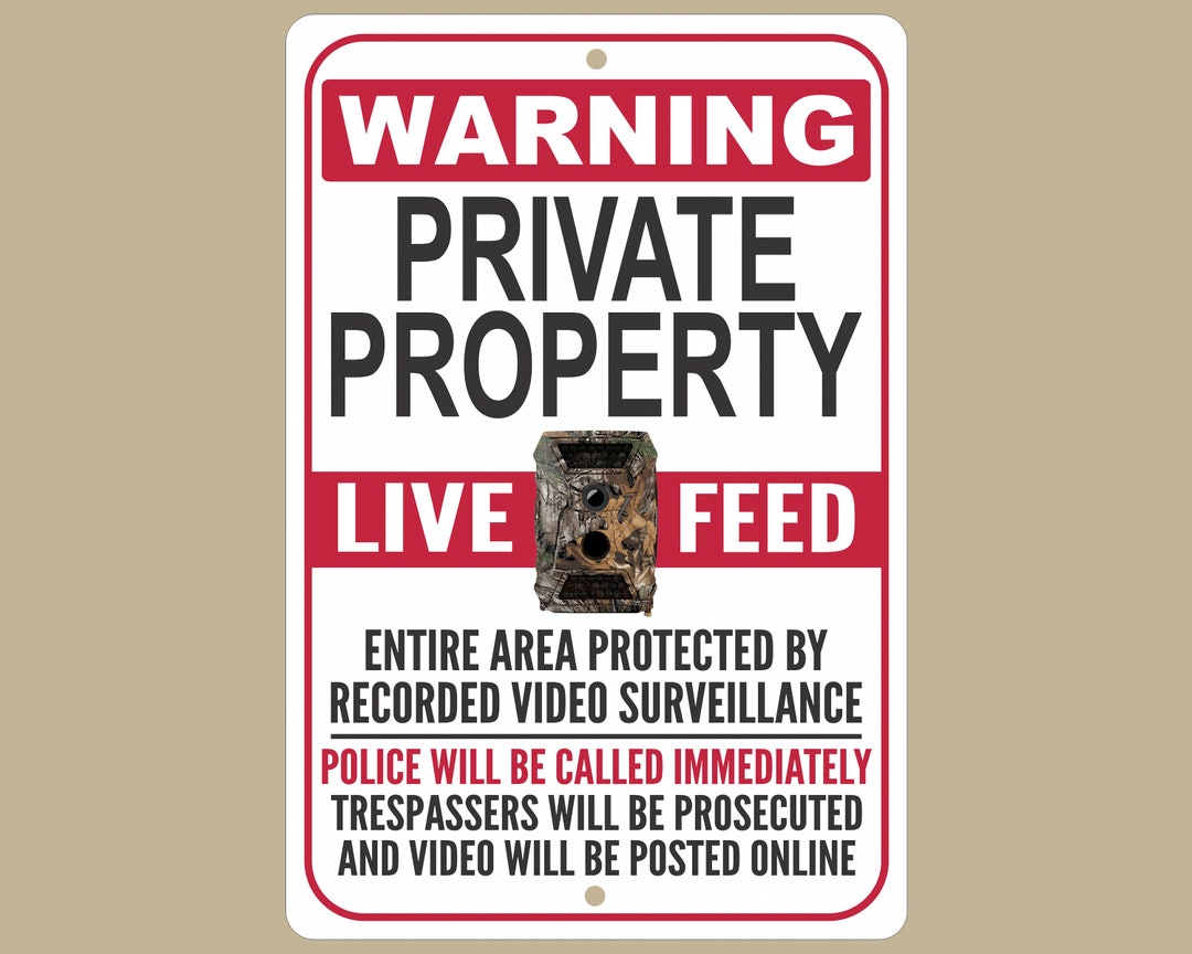 Private Property Aluminum Surveillance Sign, Security Camera Warning ...