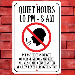 Custom Quiet Hours Sign for Short Term Rentals, Lodging Notification ...