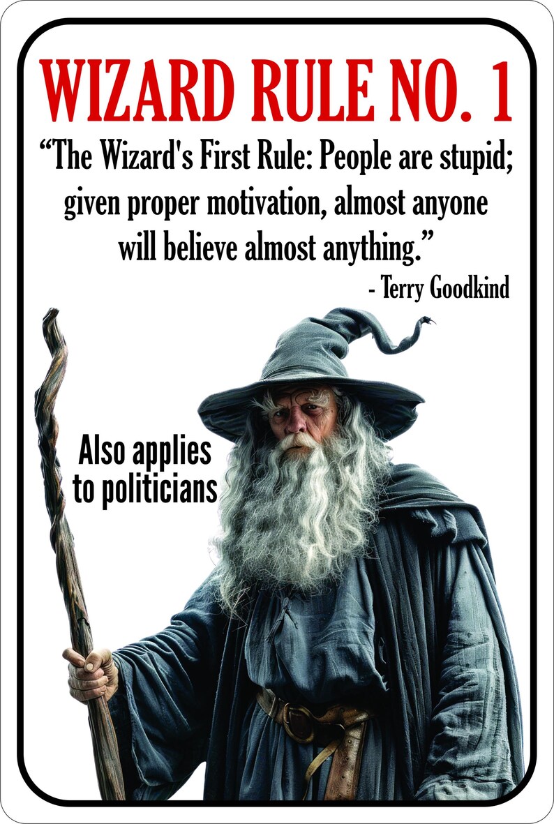 Wizard Rule Sign: Fantasy Home Decor, Enchanted Room, Aluminum (8x12 ...