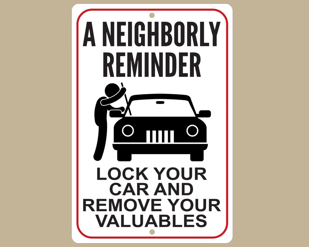 Car Thief Warning Sign: Anti-theft Aluminum Vehicle Security Sign - Etsy