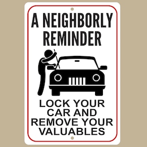 Car Thief Warning Sign: Anti-theft Aluminum Vehicle Security Sign - Etsy