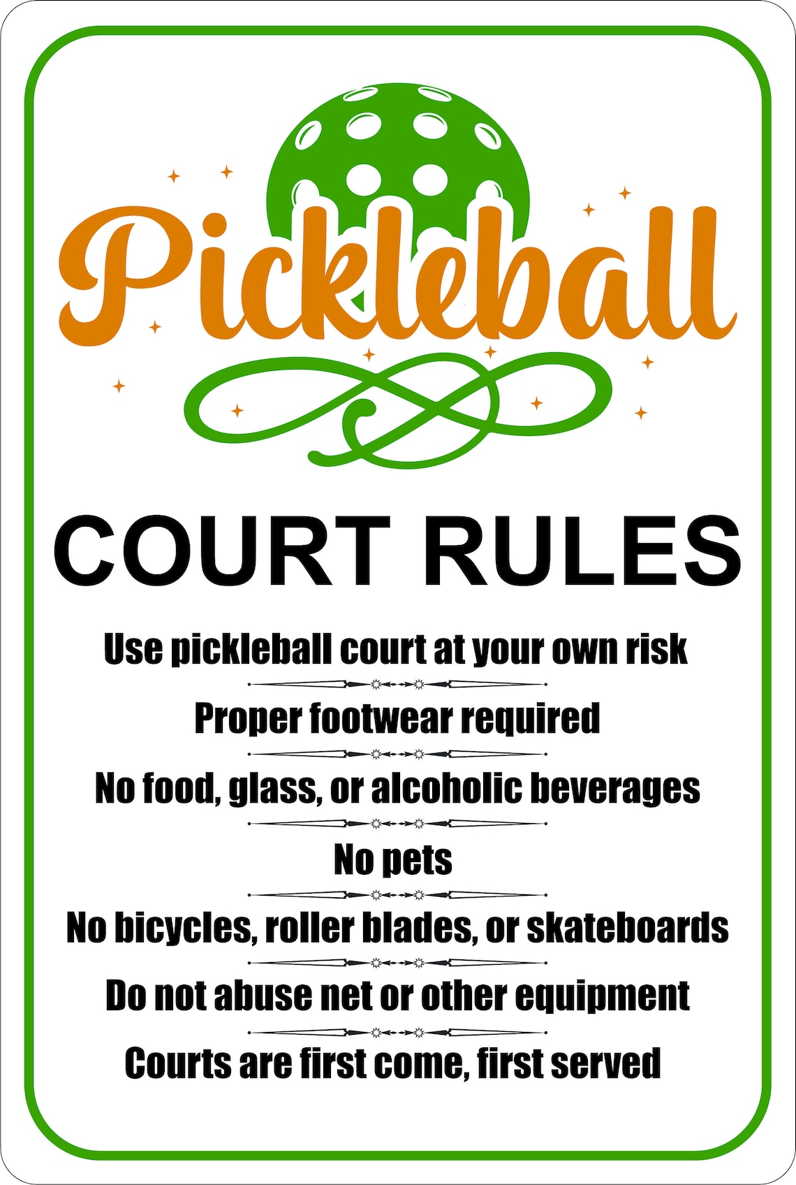 Pickleball Aluminum Sign, Court Rules, 8X12 Inches, Indoor and Outdoor ...