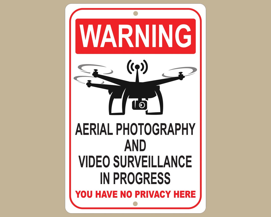 Surveillance Drone Warning Sign, Security Yard Sign, No Trespassing ...