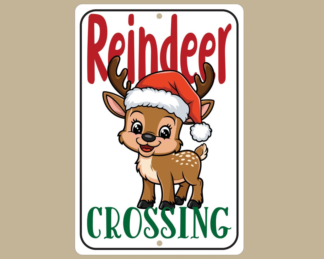 Cute Baby Reindeer Crossing Sign, Christmas Decor, Holiday Home Décor ...