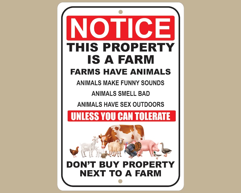 Metal Farm Animals Warning Sign, Aluminum Farmhouse Decor, Outdoor ...