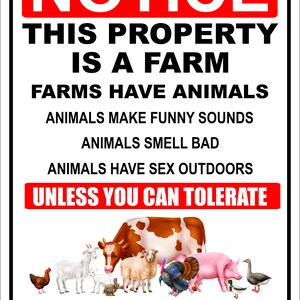 Metal Farm Animals Warning Sign, Aluminum Farmhouse Decor, Outdoor ...