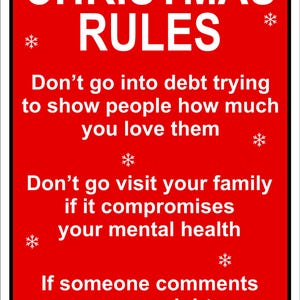 Christmas Rules Sign, Holiday Wall Decor, Festive Home Decoration ...