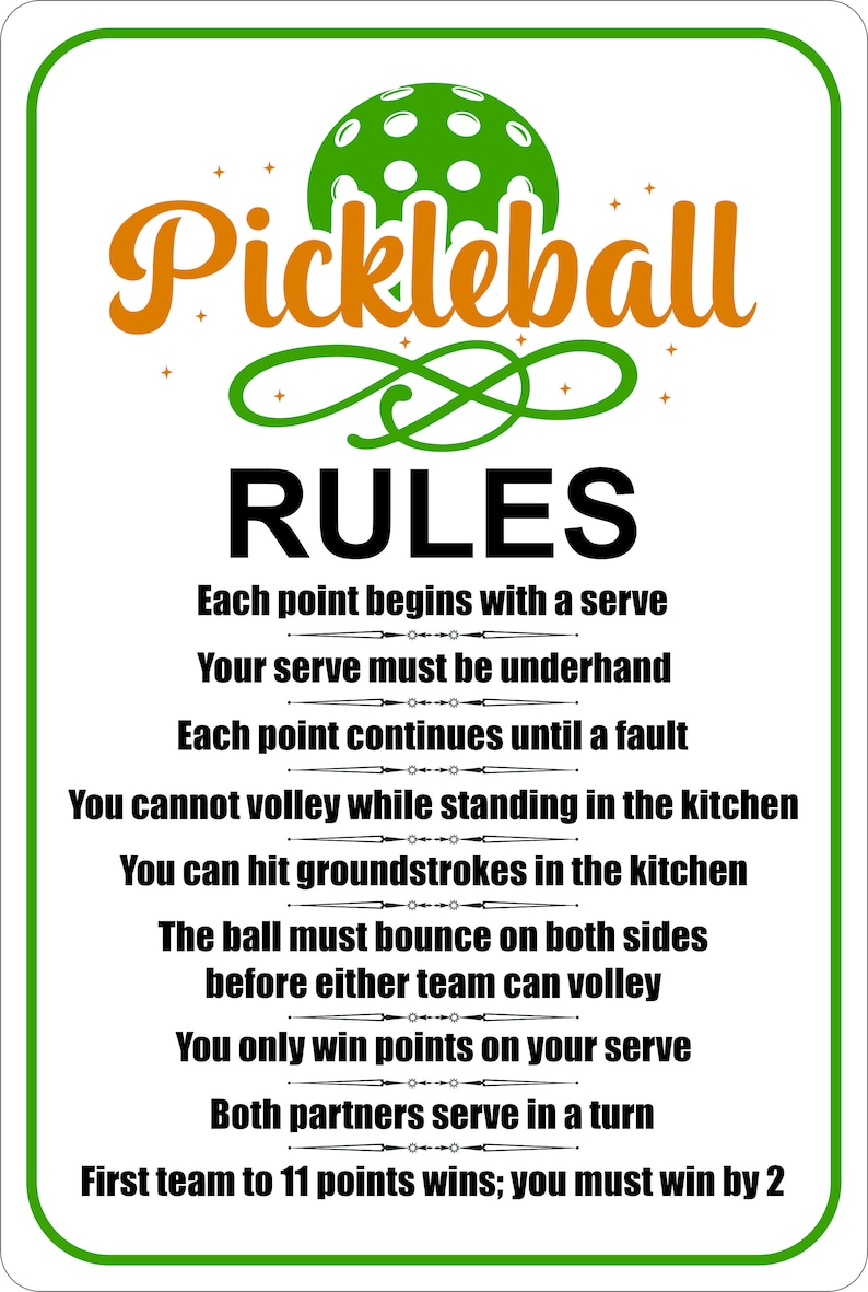 Customizable Pickleball Rules Aluminum Sign, 8X12 Inch, Perfect for ...