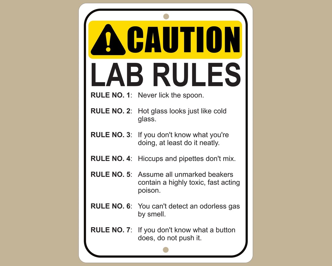 Laboratory Rules Sign, Science Classroom Decor, High School College Lab Safety Poster, Scientist ...