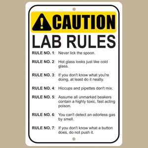 Laboratory Rules Sign, Science Classroom Decor, High School College Lab ...