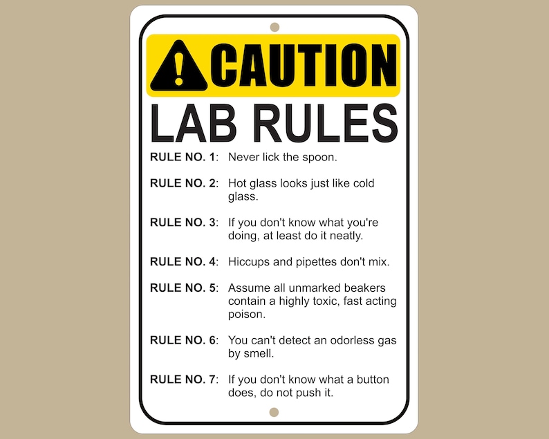 Laboratory Rules Sign, Science Classroom Decor, High School College Lab ...