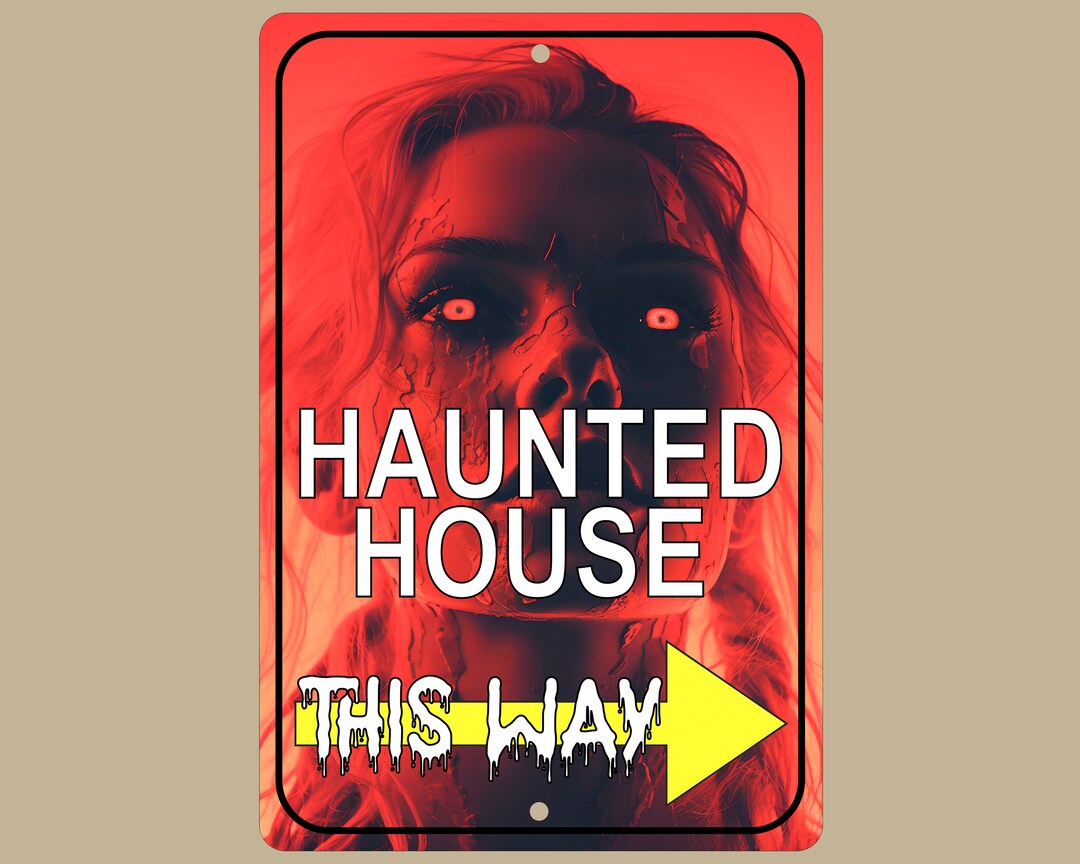 Customized Blood Red Haunted House Advertising Sign, Scary Zombie Woman ...