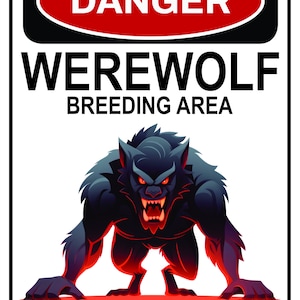 Funny Werewolf Breeding Zone Sign, Aluminum Novelty Decor, Unique ...