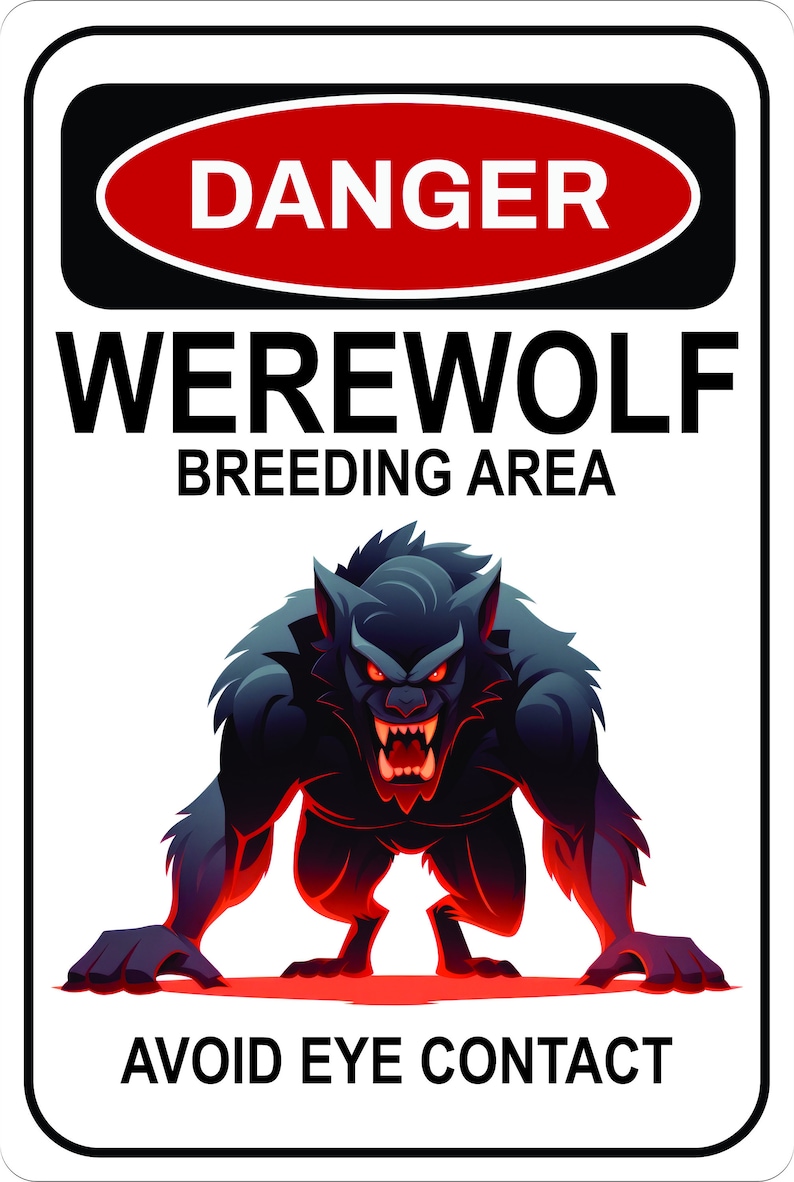 Funny Werewolf Breeding Zone Sign, Aluminum Novelty Decor, Unique ...