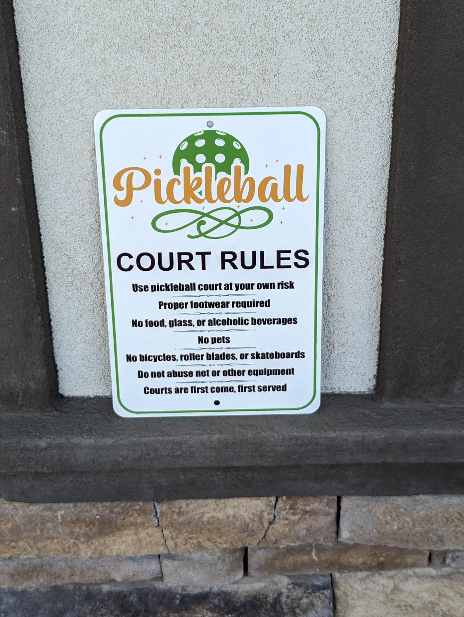 Pickleball Aluminum Sign, Court Rules, 8X12 Inches, Indoor and Outdoor ...