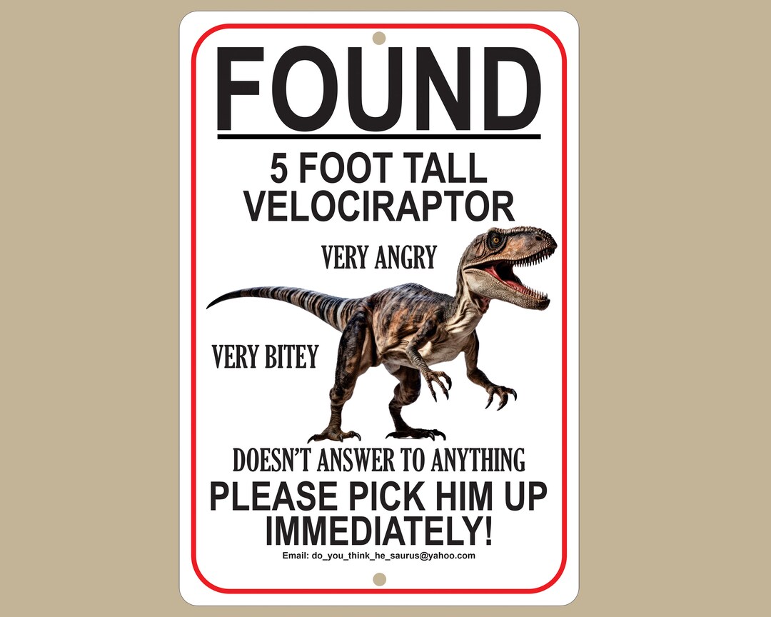 Velociraptor Dinosaur Sign, Prehistoric Decor, Dino Lover Gift, Fossil ...