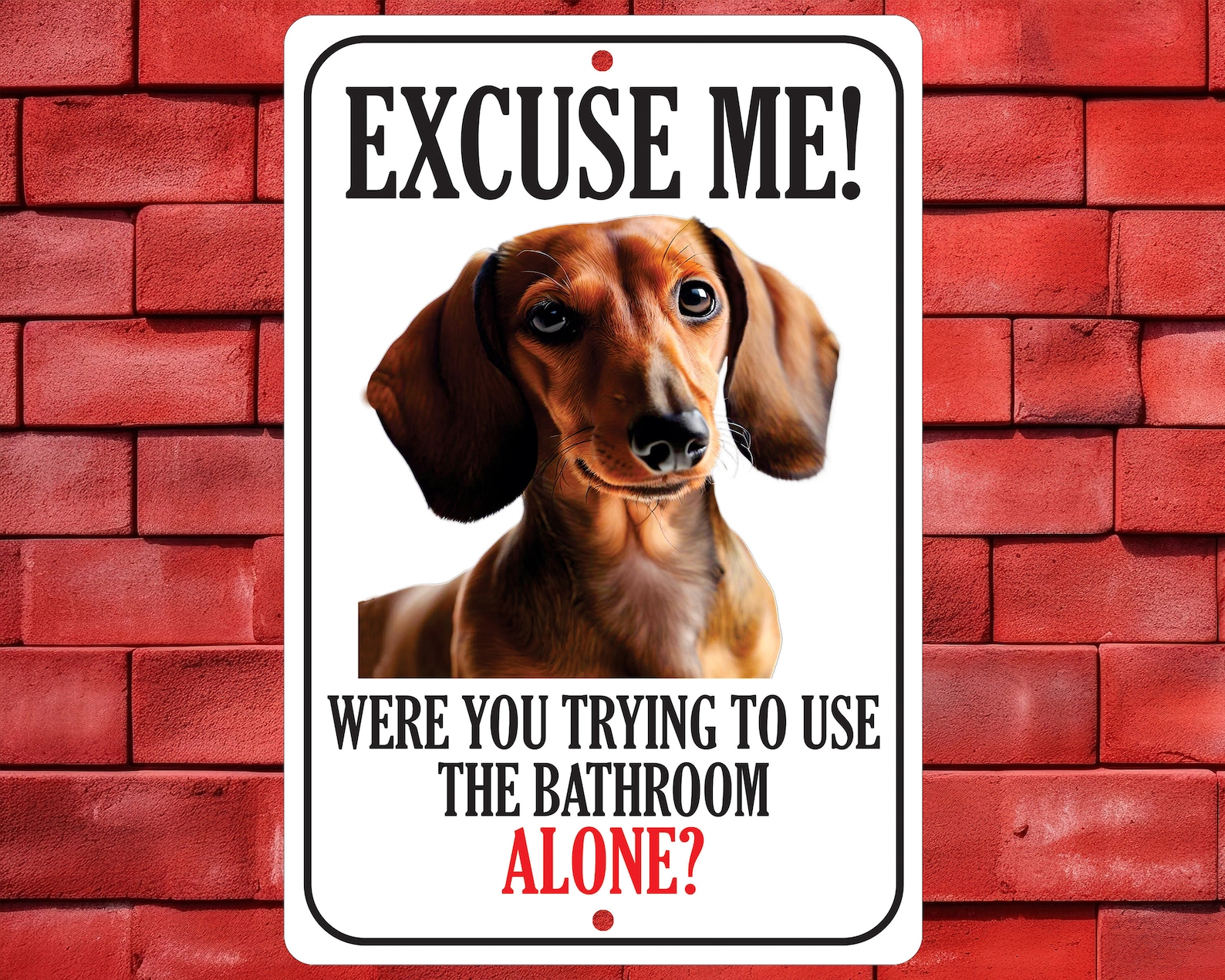 Cute Dachshund Sign, Using Bathroom Alone Sign, Funny Dog Lover Gift ...