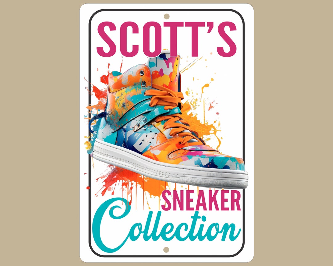 Personalized Sneaker Collection Aluminum Sign, Shoe Display Sign, Wall ...