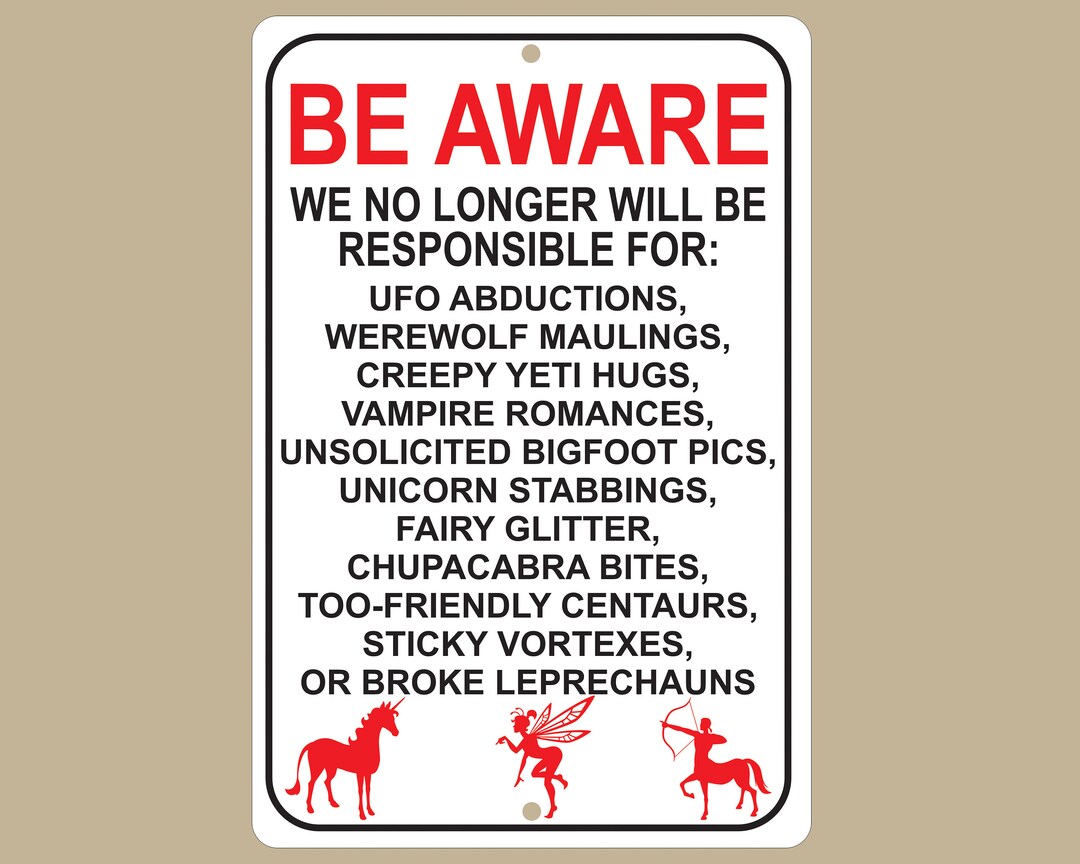 Mythical Creature Aluminum Sign: Funny Fantasy Home Decor (8x12) - Etsy