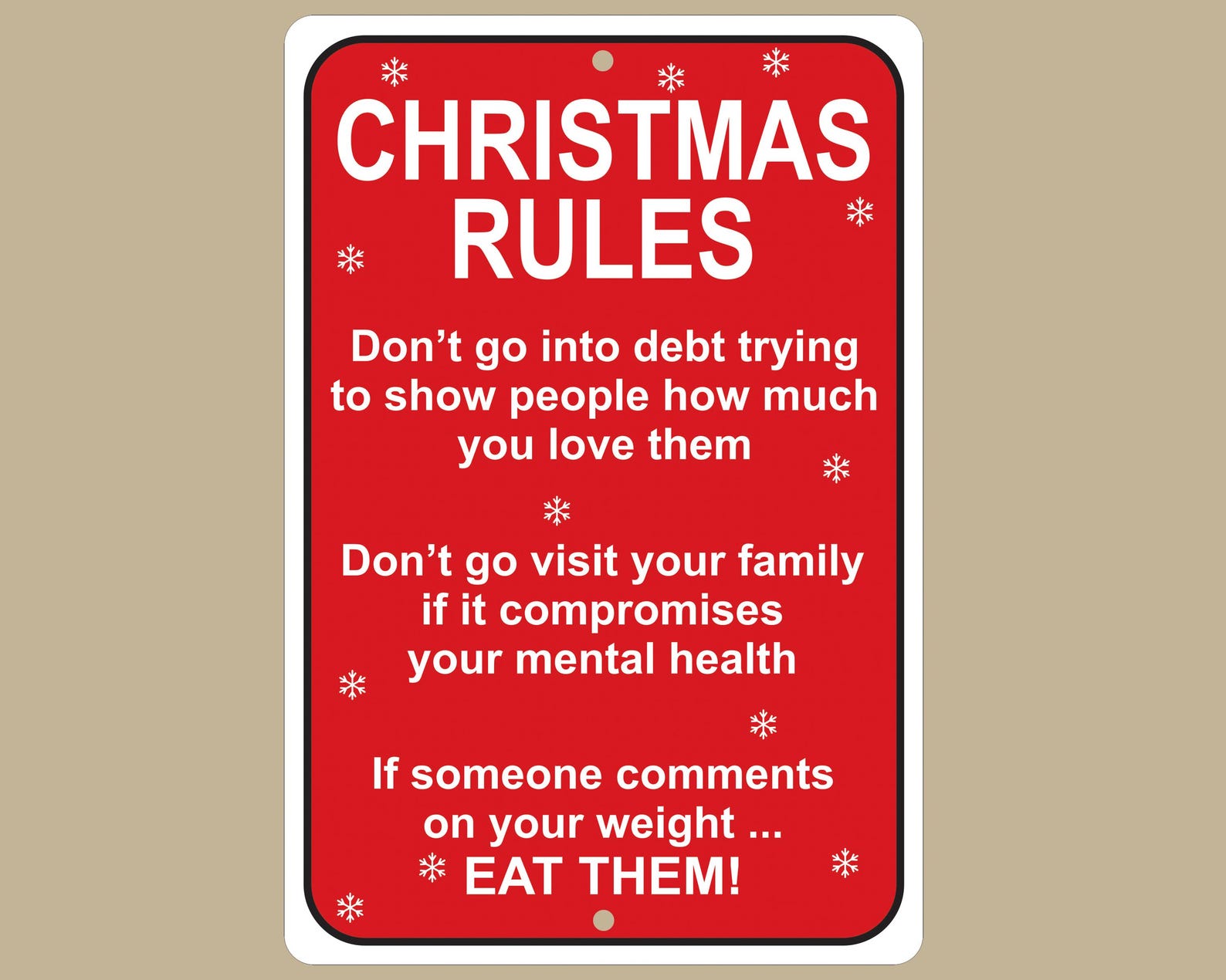 Funny Christmas Rules Aluminum Sign: Holiday Home Decor (8x12) - Etsy