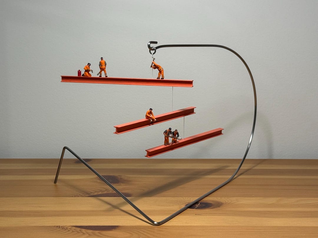 Men at Work - Kinetic Desktop Mobile Sculpture, Sensory Mobile. - Etsy