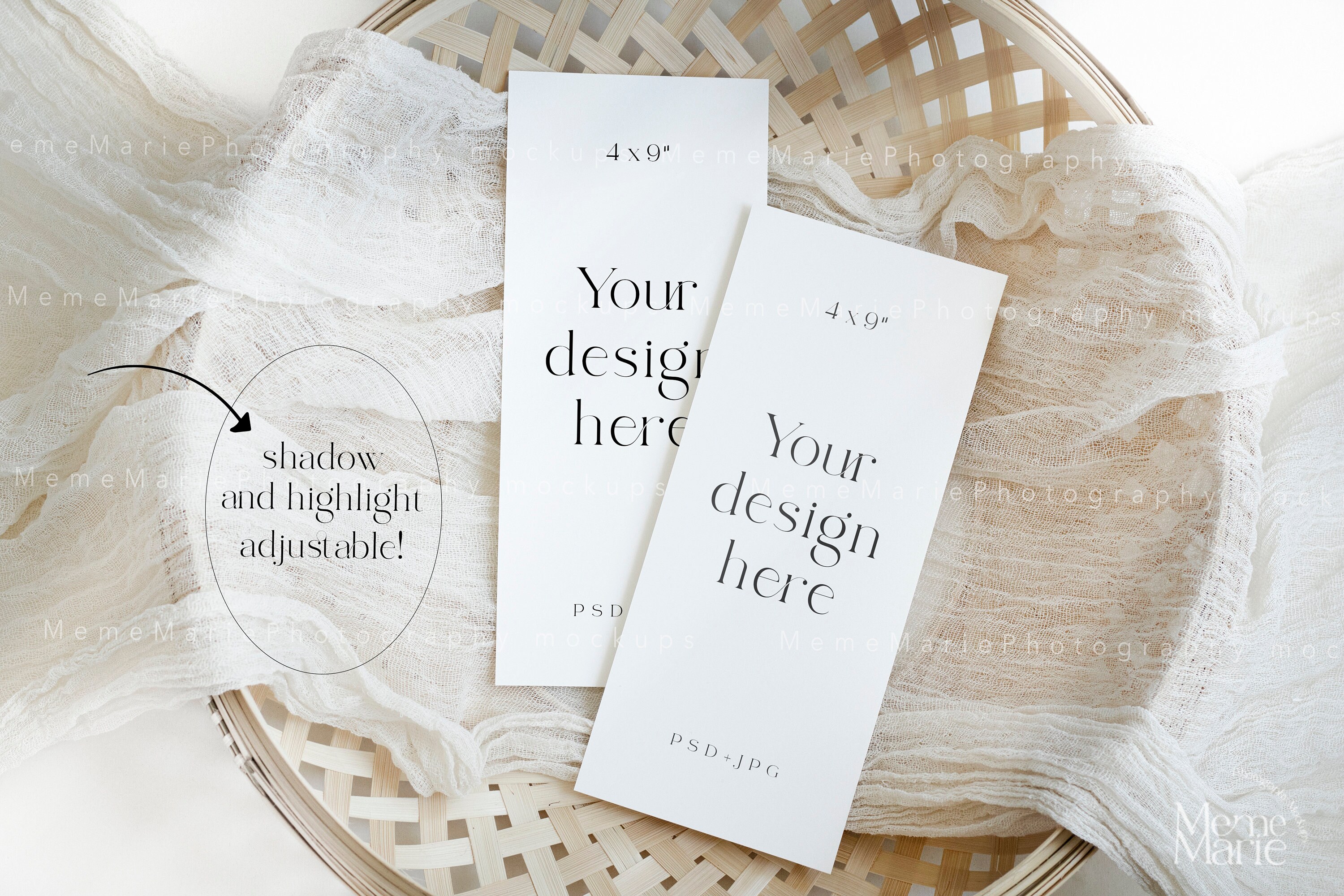 4x9" Minimal Wedding Program Mockup, Modern Wedding Stationary Mockup ...