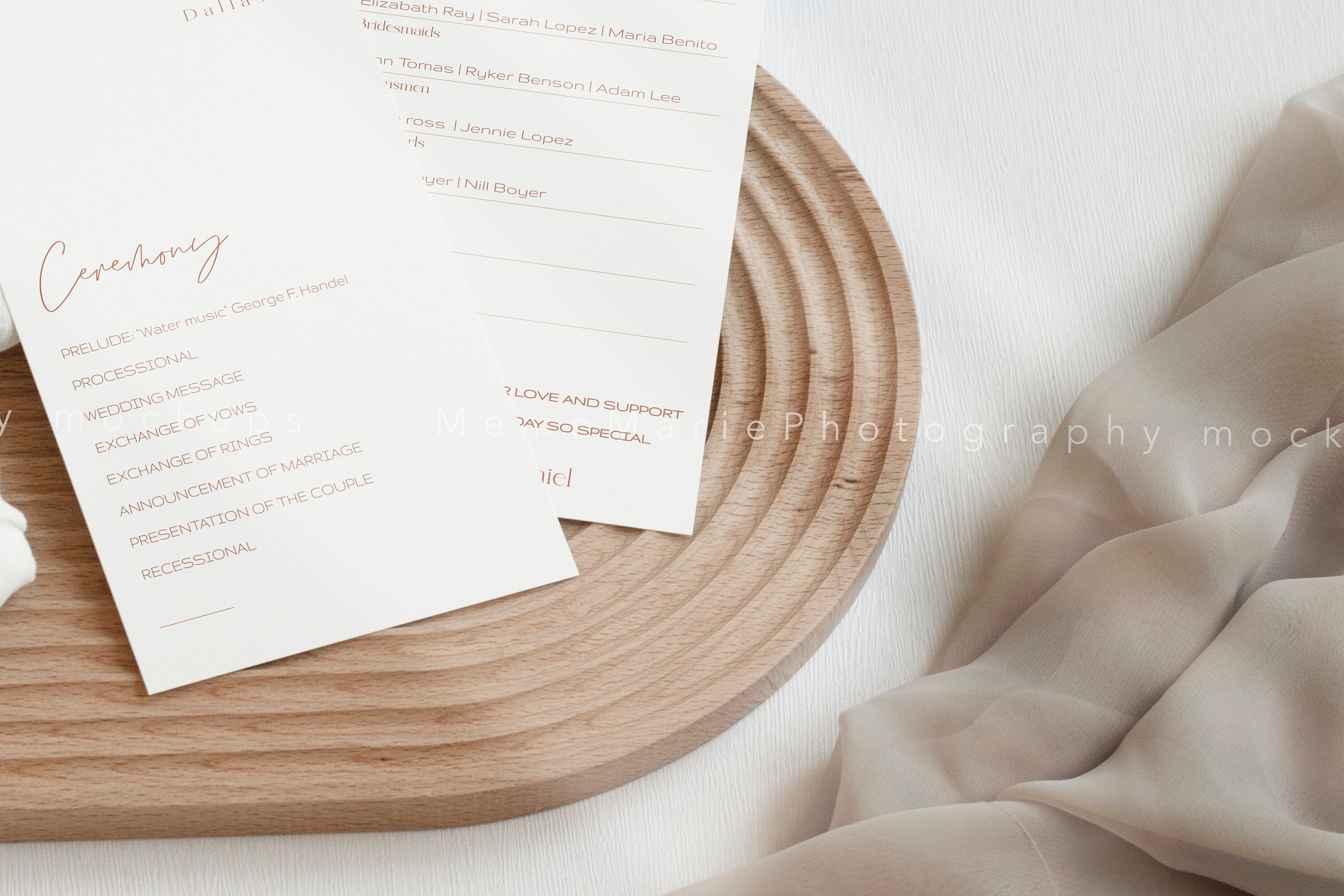 4x9" Minimal Wedding Program Mockup, Modern Wedding Stationary Mockup ...