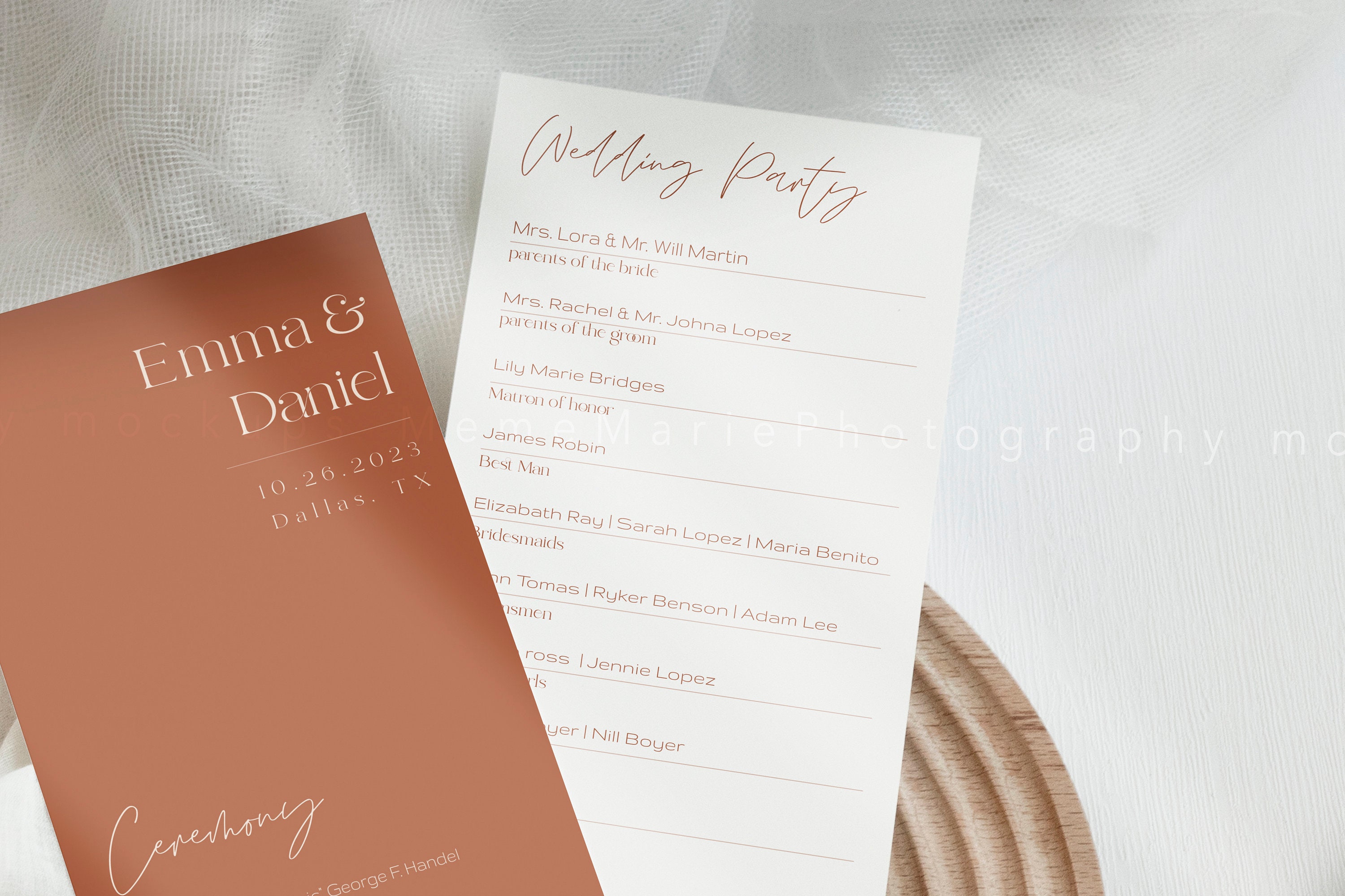 4x9" Minimal Wedding Program Mockup, Modern Wedding Stationary Mockup ...