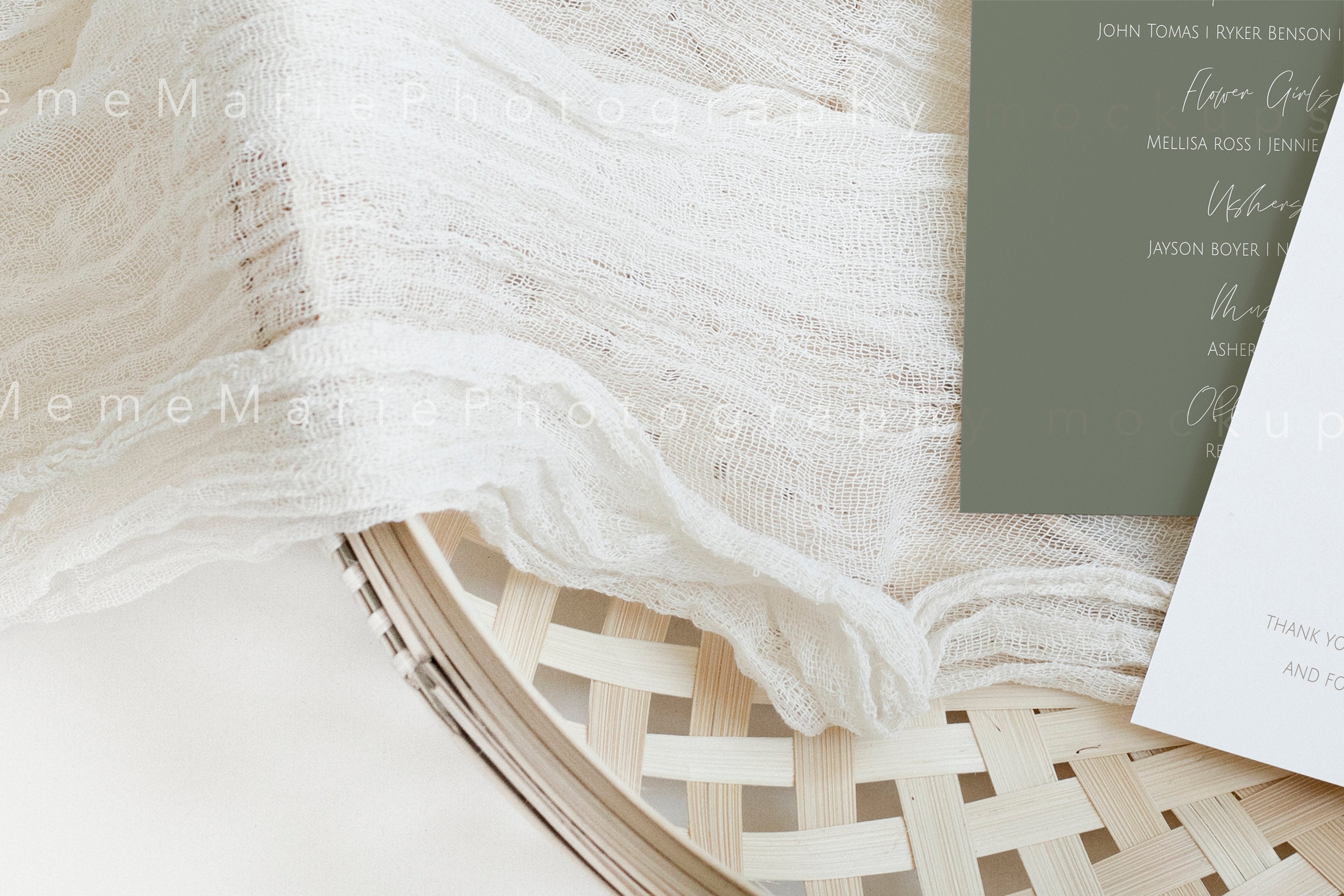 4x9" Minimal Wedding Program Mockup, Modern Wedding Stationary Mockup ...