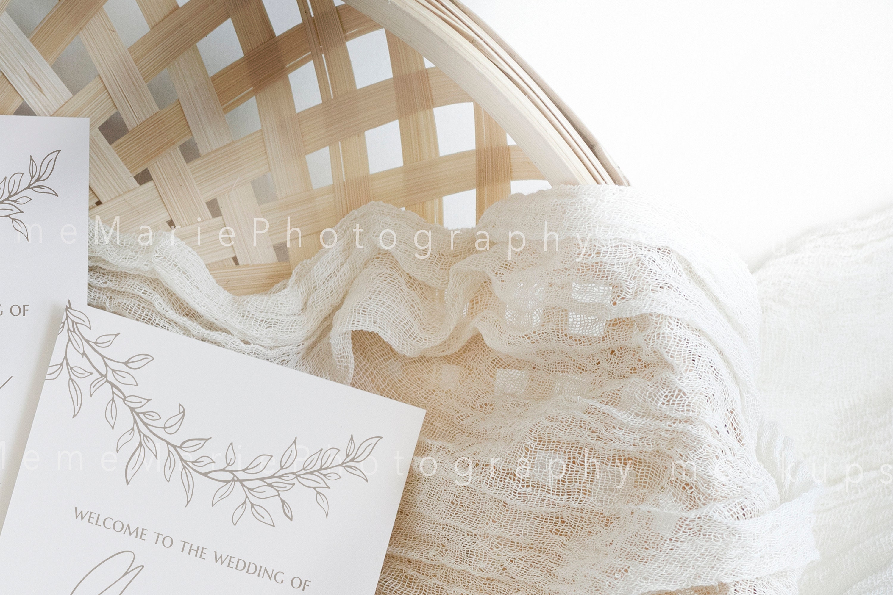 4x9" Minimal Wedding Program Mockup, Modern Wedding Stationary Mockup ...