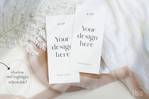 4x9 Natural Wedding Program Mockup Modern Wedding | Etsy