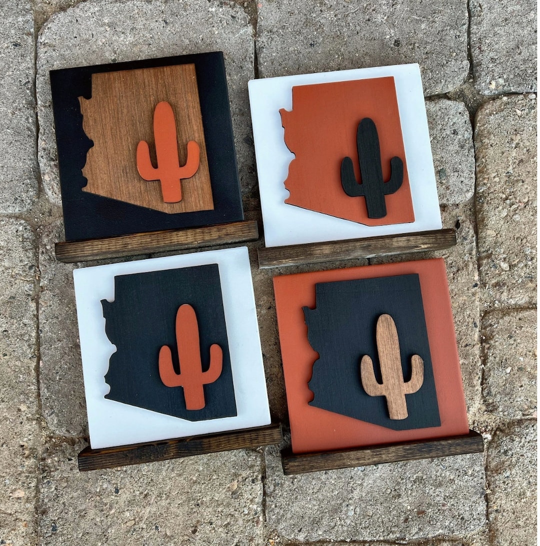 Cactus Wood Shelf Sign, Arizona Cactus Sign, Saguaro Cactus Decor ...