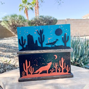 Southwestern Wood Sign, Desert Vibes, Desert Dweller, Desert Scene Wood ...