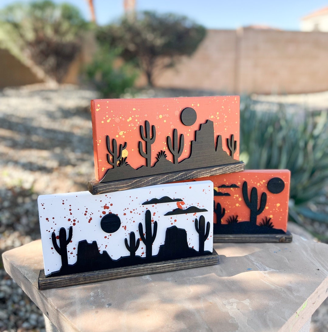 Southwestern Wood Sign, Desert Vibes, Desert Dweller, Desert Scene Wood ...
