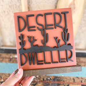 Desert Silhouette Wood Sign, Desert Dweller Sign, Desert Scene Wood ...