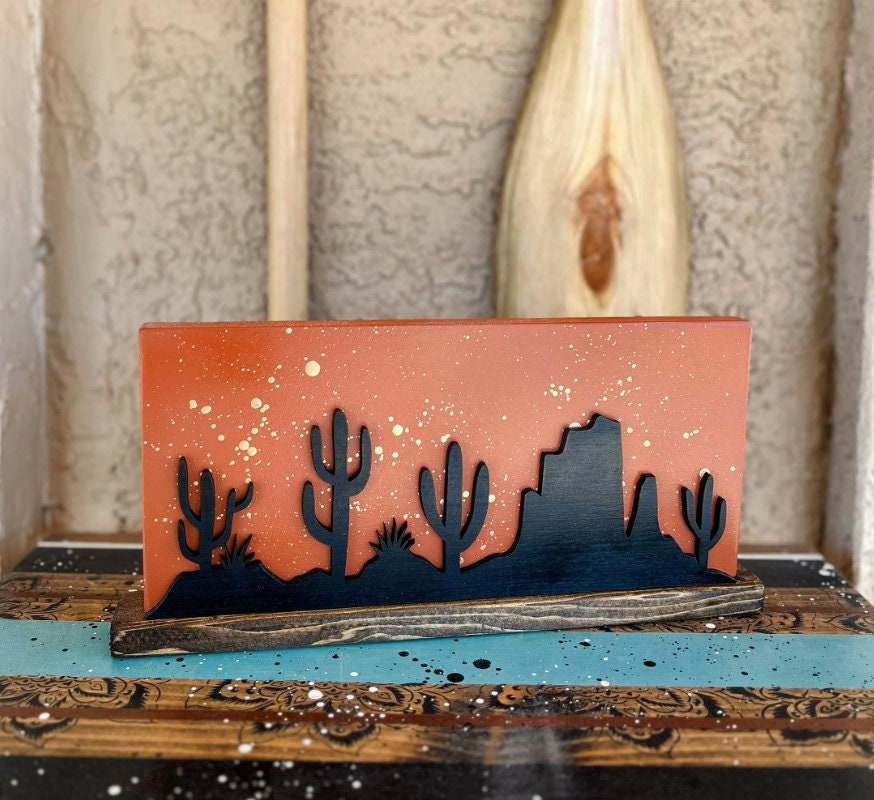 Southwestern Wood Sign, Desert Vibes, Desert Dweller, Desert Scene Wood ...