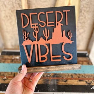 Desert Silhouette Wood Sign, Desert Dweller Sign, Desert Scene Wood ...