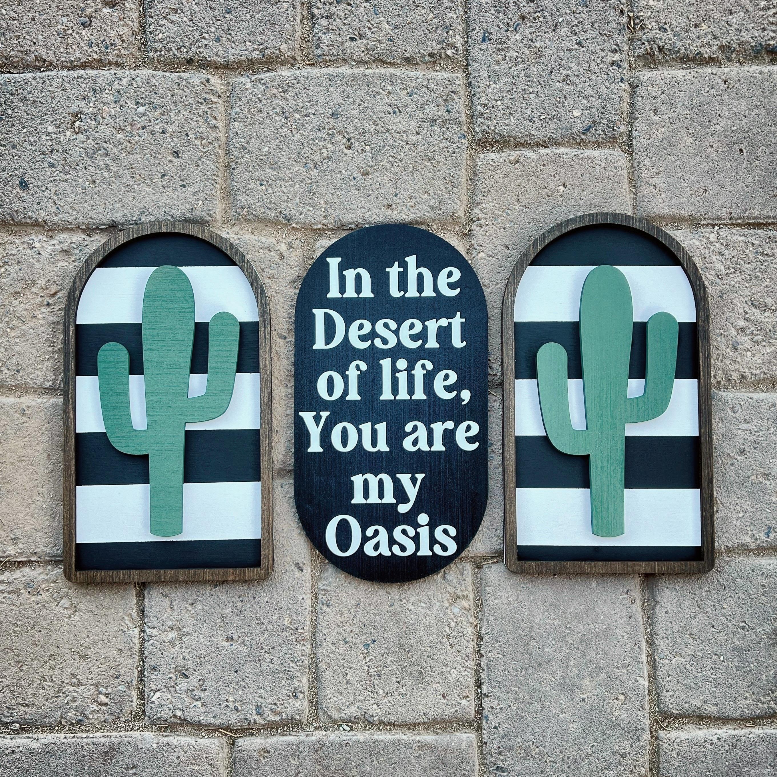 Southwest Cactus Wall Art Set, Desert Wood Signs, Boho Western Home ...